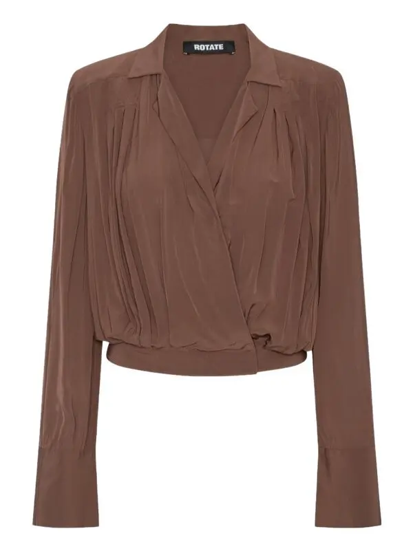 ROTATE BY BIRGER CHRISTENSEN Pleated Long-sleeve Blouse - Brown