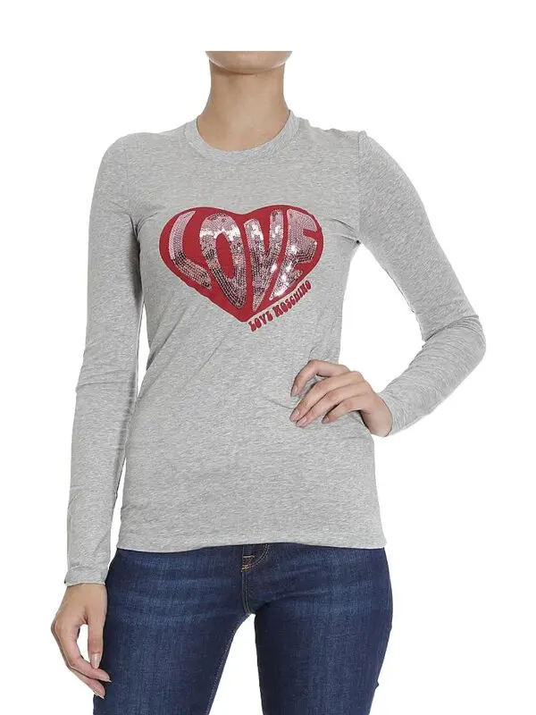 Moschino Detail Long Sleeve T-shirt - Gray