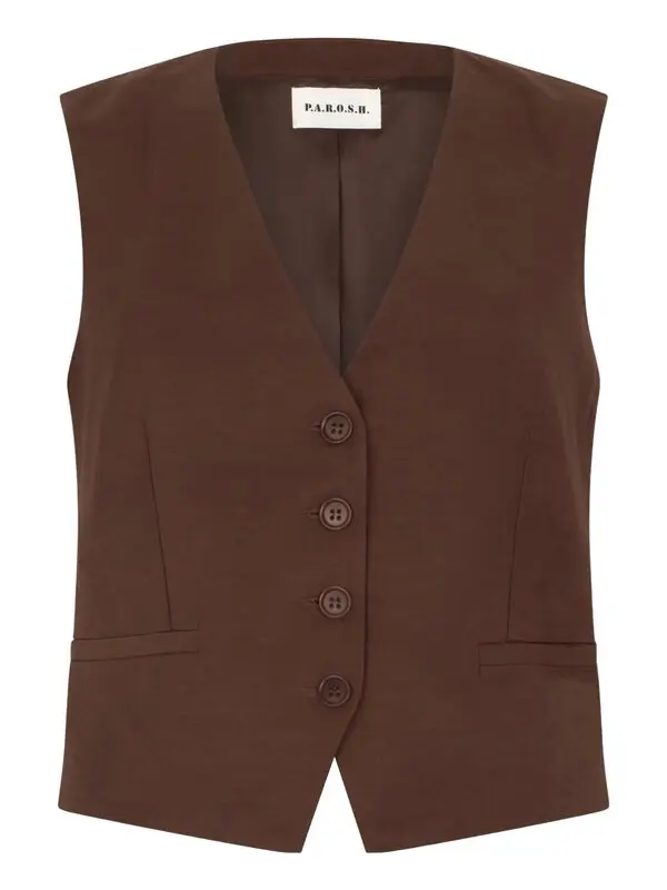 P.a.r.o.s.h Button V-neck Gilet - Dark Brown
