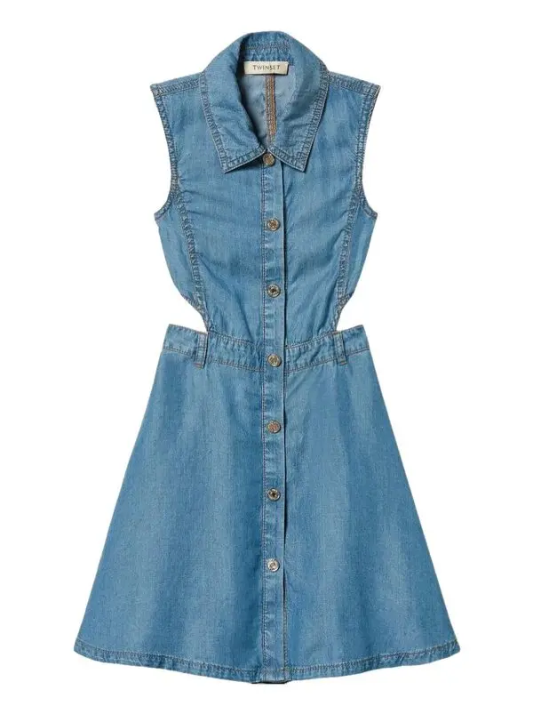 TWINSET Sleeveless Cutout Detail A-line Dress - Blue