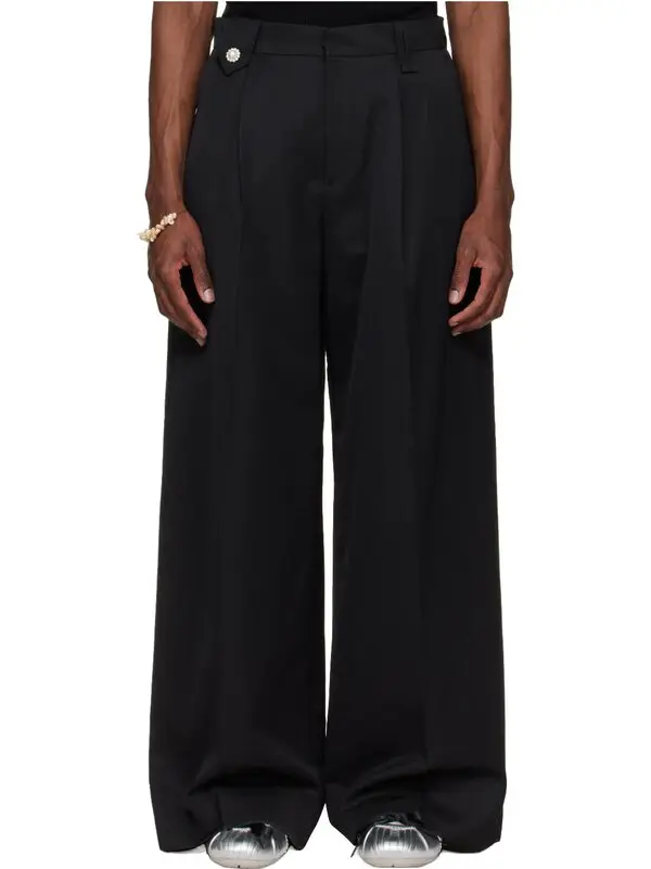 Simone Rocha High-waist Pearl Embellished Pleated Trousers - Black