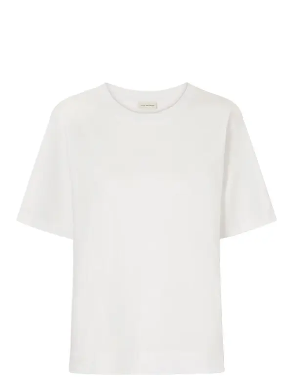 Dries Van Noten Cotton Stretch Knit Crewneck T-shirt - White