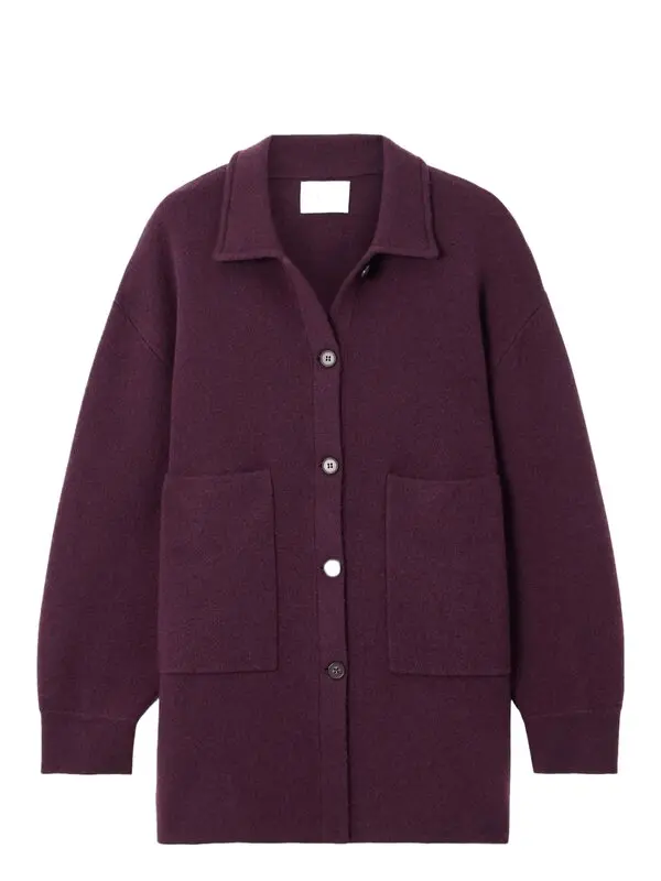 LISA YANG Long-sleeved Collared Cardigan - Claret