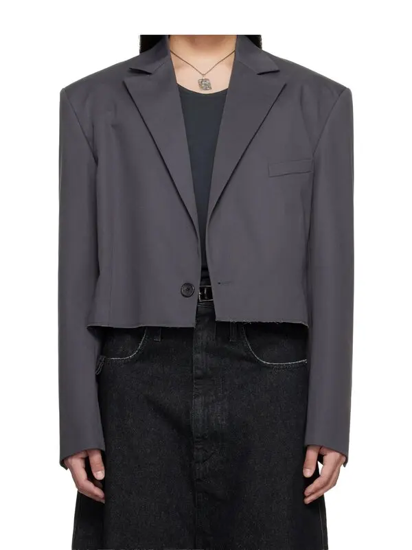 LU'U DAN Slashed Suit Jacket - Slate Grey