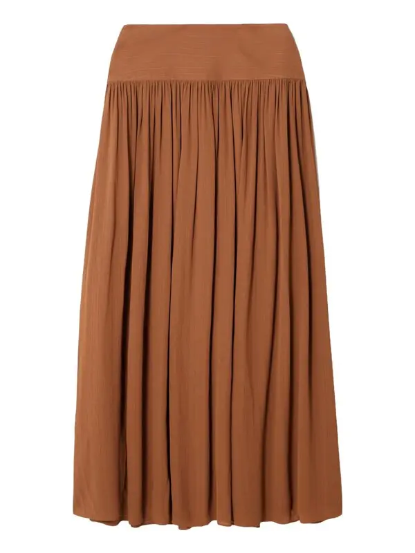 JOSEPH Santos Pinstriped Pleated Midi Skirt - Cinnamon