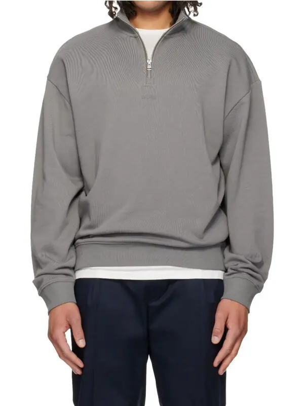 Hugo Boss Grey Durty Half-zip Sweatshirt - Dark Gray