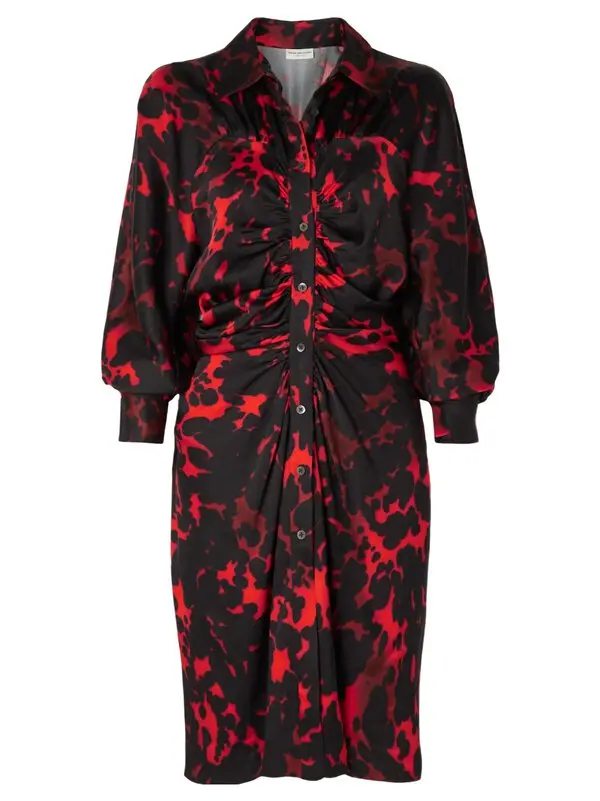 Dries Van Noten Printed Pleated Shirt Dress - Black