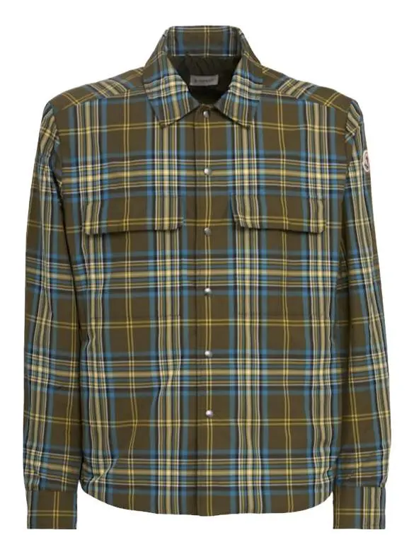 Moncler Plaid Shirt Jacket With Logo Patch - Multicolor