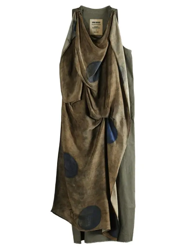 UMA WANG Sleeveless Circular Pattern Distressed Dress - Dark Grey