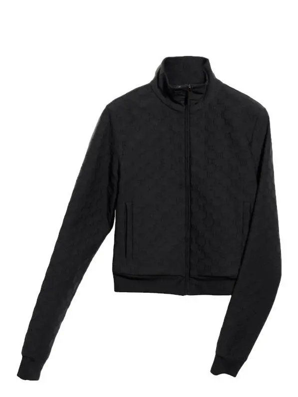 Gucci Gg Jersey Jacquard Zip-up Jacket - Black