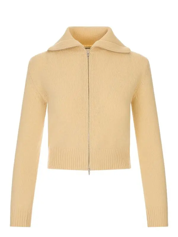 JIL SANDER Zip-up Wide-collar Cardigan - Nude