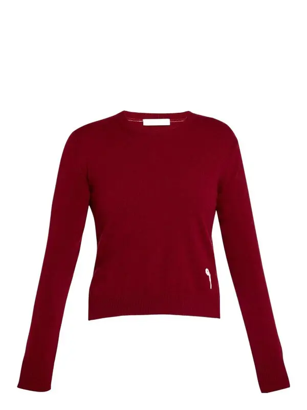 Erdem Long-sleeved Cashmere Knit Sweater With Embroidered Floral Detail - Red