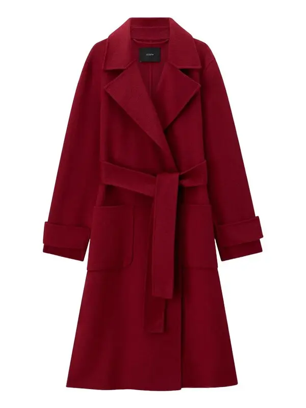 JOSEPH Belted Wrap Coat - Red