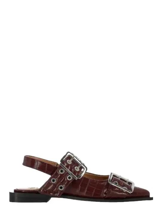 GANNI Buckle Ballet Flats - Brown