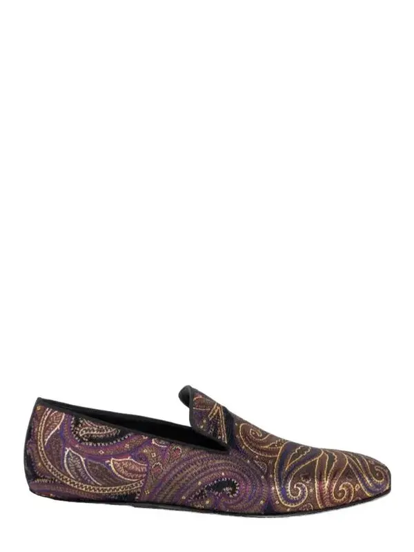 Etro Paisley Metallic Jacquard Loafers - Brown