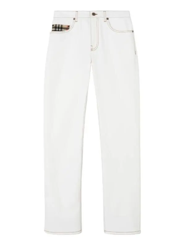 Burberry Checked Straight-leg Jeans - Optical White