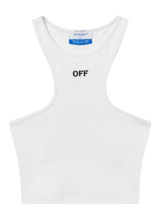 Off-White Off Stamp Ribbed Knitted Tank Top - White-black