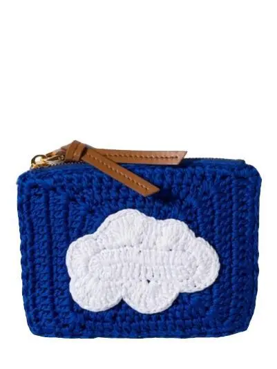 Miu Miu Logo-embroidered Crochet Zipped Pouch - Blue/sky Blue