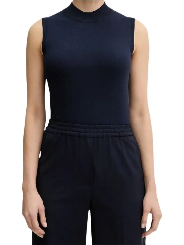 Max Mara Sleeveless Vest With Elastic Ribbed Neckline - Black