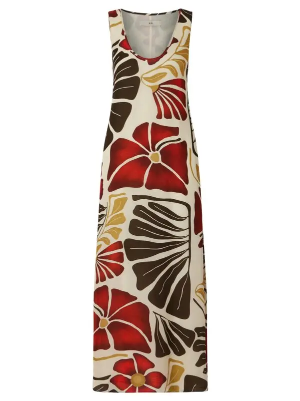 SIR. Sleeveless Round Neck Maxi Dress With All-over Print - Nude
