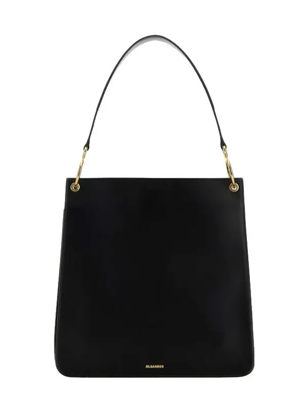 JIL SANDER Logo Detailed Shoulder Bag - Black
