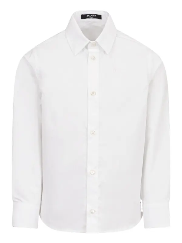 Balmain Embroidered Long Sleeve Shirt - White