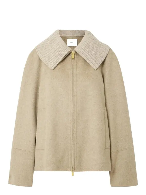 JOSEPH Cooksey Wool & Cashmere Blend Zip-up Jacket - Beige