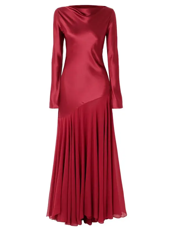Tove Cordelia Silk Long Dress - Red