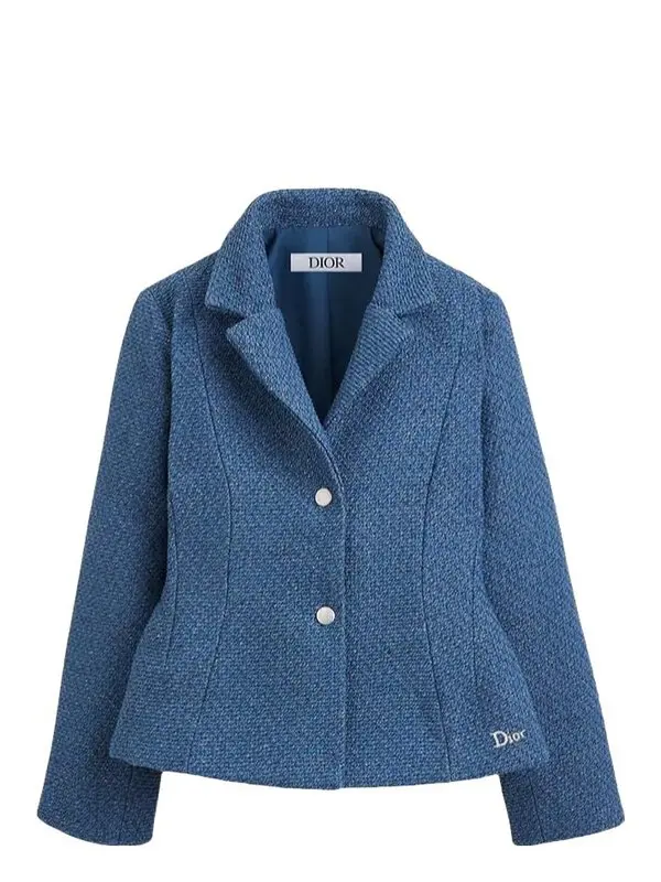 Dior Long-sleeved Suit Jacket With Metallic Embroidery - Blue