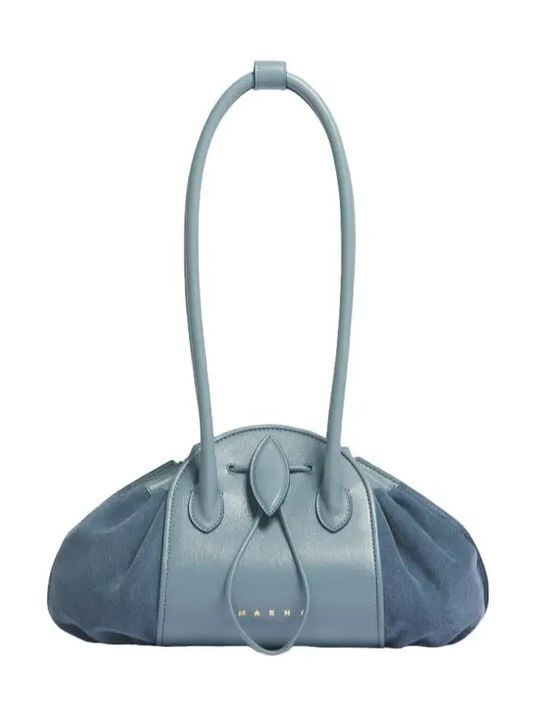 Marni Leather And Suede Tulipea Shoulder Bag - Blue