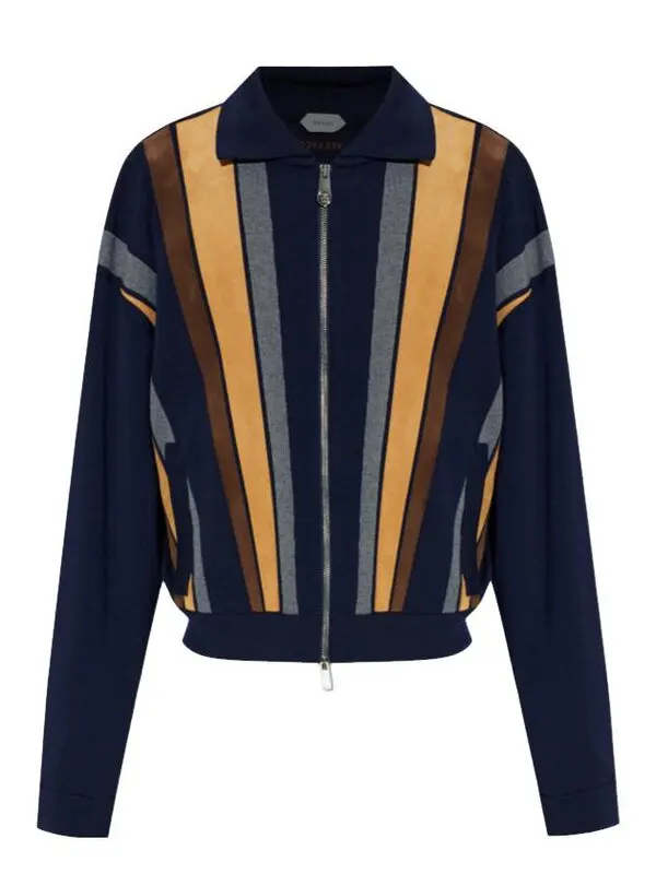 Versace Patchwork Zipped Cardigan - Black
