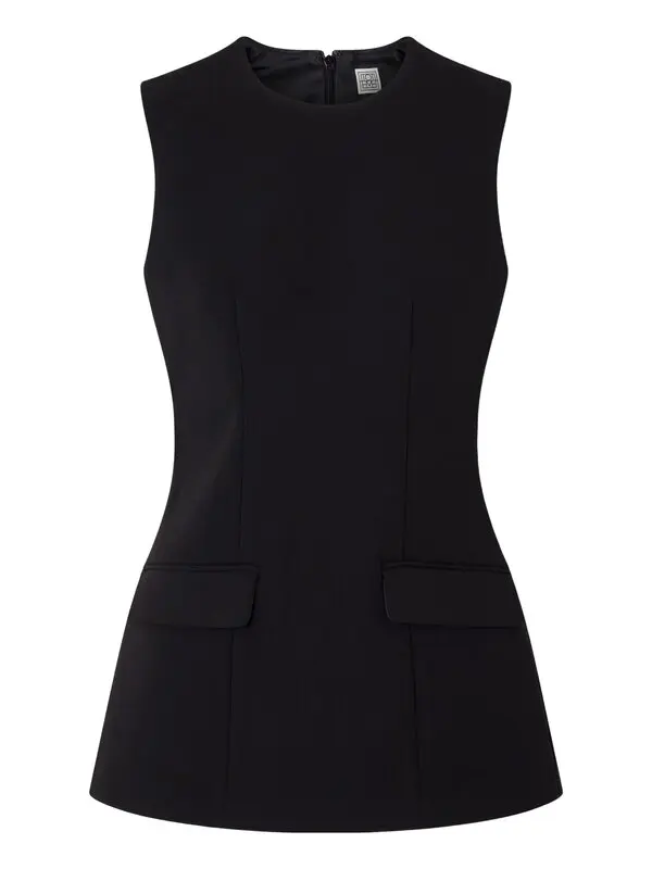 TOTEME Sleeveless Crepe Top With Flap Pockets - Black