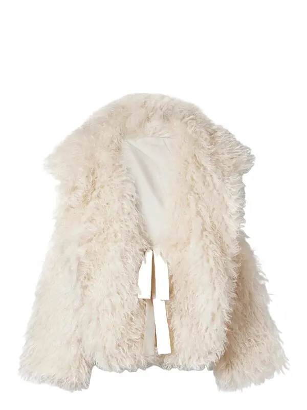 Norma Kamali Faux Fur Coat - White