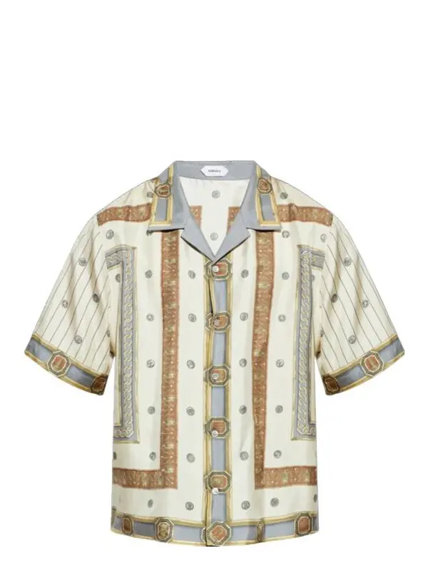 Versace Pattern-printed Short-sleeved Twill Shirt - Multicolor