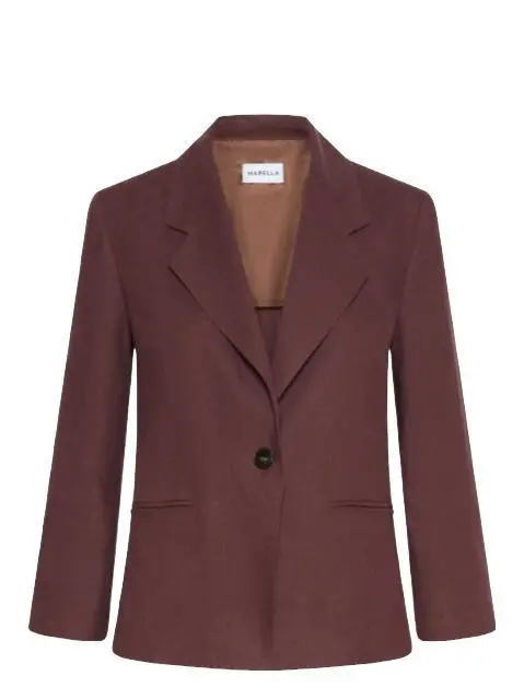 Marella Single-breasted Linen Blazer - Brown