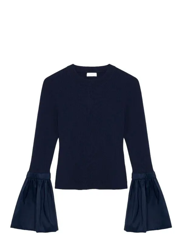 Simkhai Agata Taffeta Knitted Top - Midnight Blue