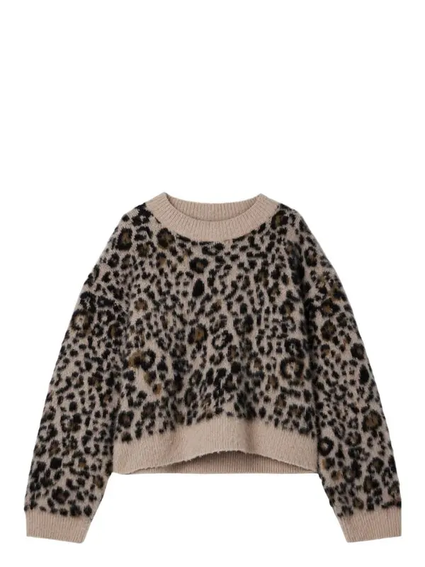 NILI LOTAN Zamira Leopard Print Jacquard Sweater - Black