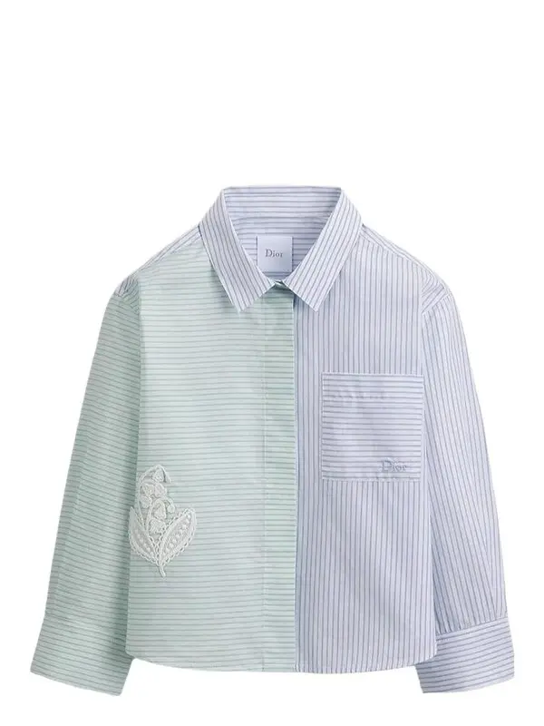 Dior Striped Long Sleeve Shirt With Pocket - Ivory