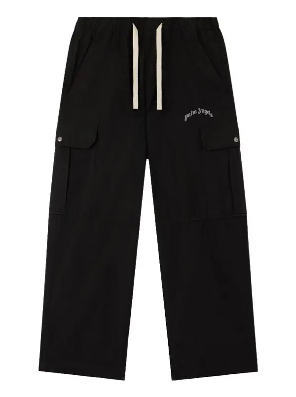 Palm Angels Curved Logo Cargo Trousers - Black Off-white