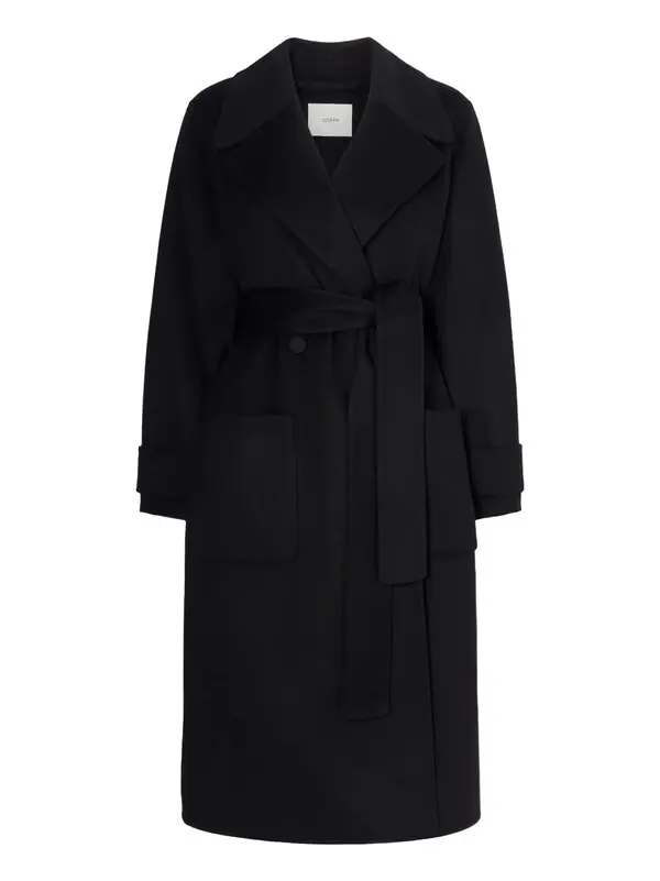 JOSEPH Arlina Belted Wool And Cashmere Blend Coat - Black