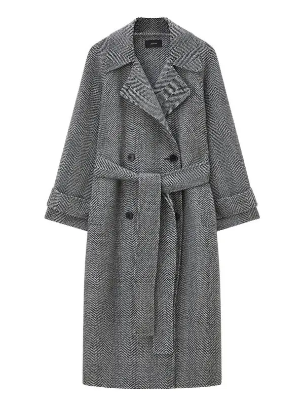 JOSEPH Navarre Linear Double Face Wool Coat - Smoky Grey