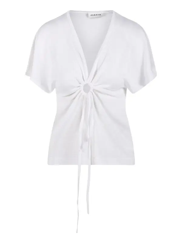 P.a.r.o.s.h Babygirl Ring Detail Top - Panna