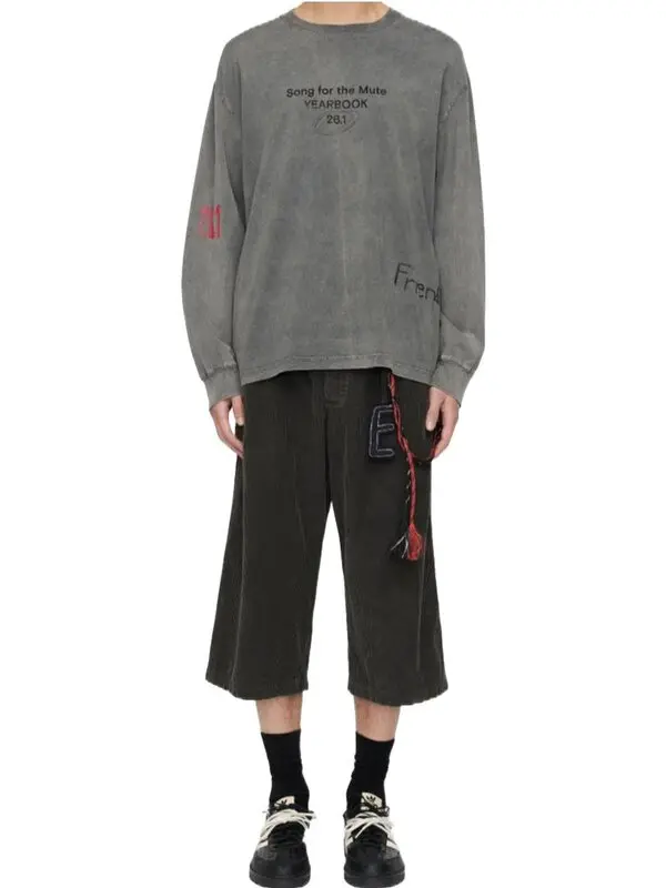 SONG FOR THE MUTE Scribble Oversized Crew Neck Pullover - Grey