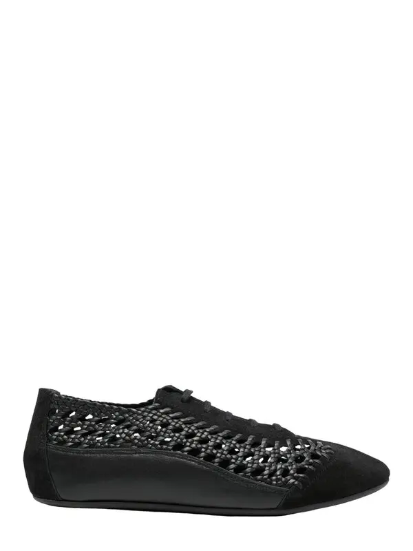 Hereu Lace-up Low-top Woven Flats - Black