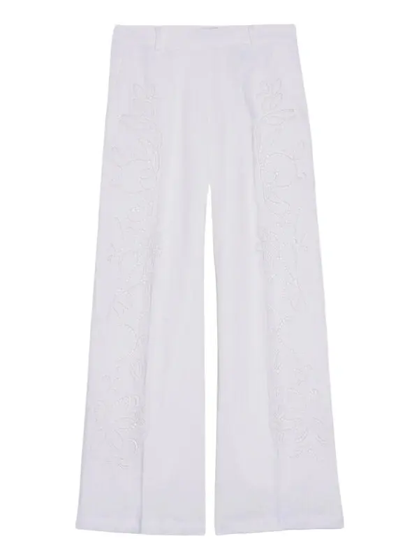 ERMANNO FIRENZE Embroidered Wide Leg Trousers - White