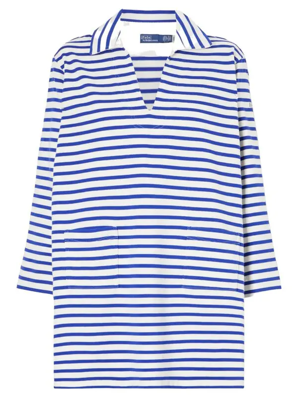 Polo Ralph Lauren Striped Cotton-jersey Mini Dress - White