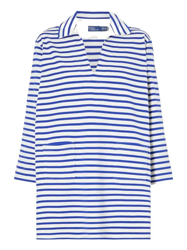 Polo Ralph Lauren Striped Cotton-jersey Mini Dress - White