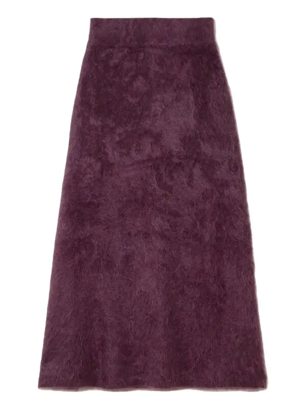 LISA YANG Asta Brushed Cashmere Midi Skirt - Red