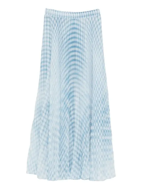 Ermanno Scervino Pleated Gingham Midi Skirt - Blue