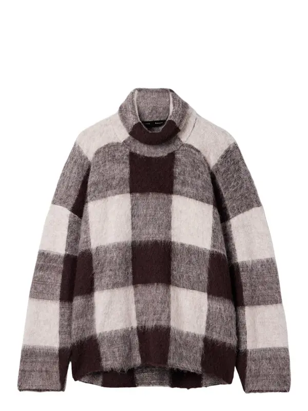 Proenza Schouler Kai Checked Brushed Knitted Turtleneck Sweater - Gray